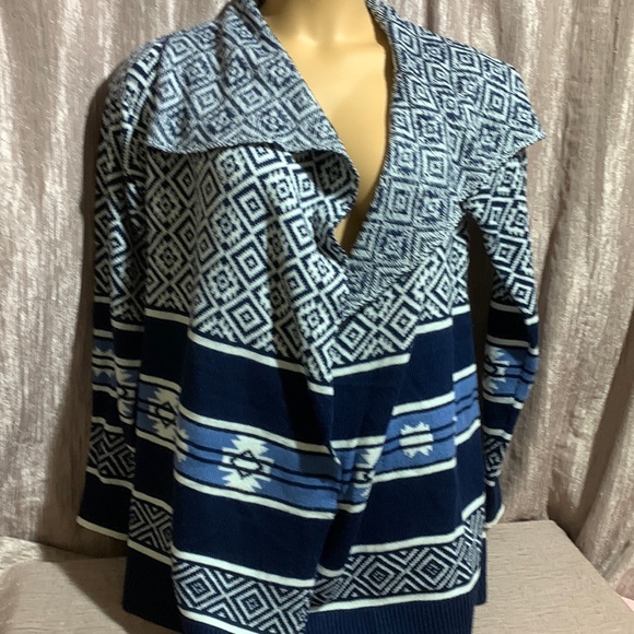 Poof! | Sweaters | Poof Sweater Open Cardigan Navy Blue White Warm L ...